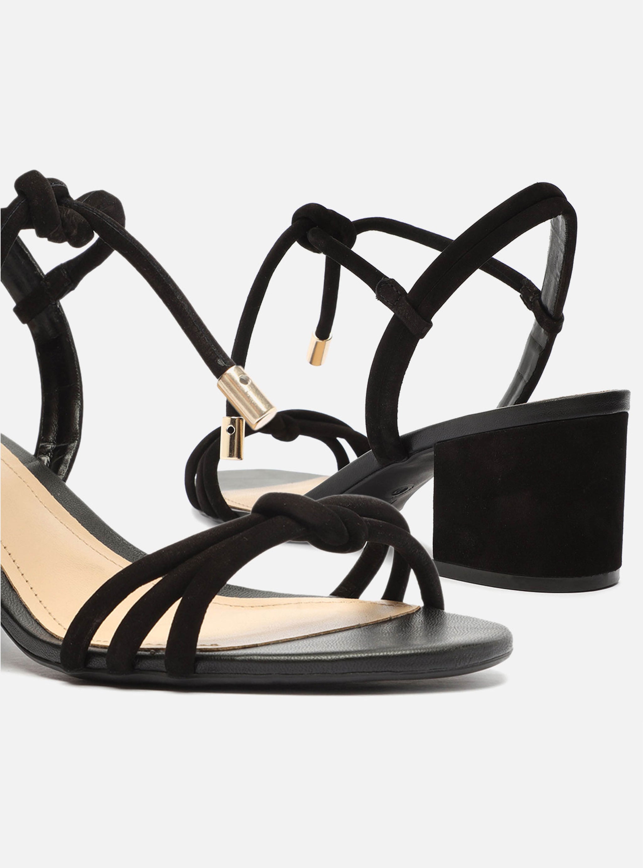 Isabelli Black Mid Block Genuine Leather Sandal – Arezzo