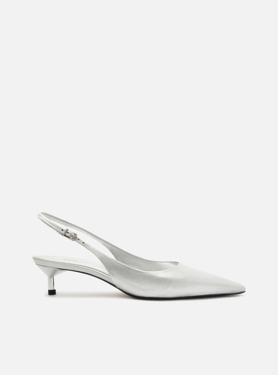 Sutton Silver Slingback Pumps - Low Heel Shoes - Versatile low heel ...